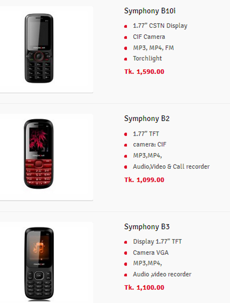 Symphony Mobile Phone Price list – Mobile Liker